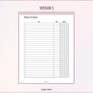 Printable Movie Watchlist, Movie Checklist, Movie Planner, Movie ...