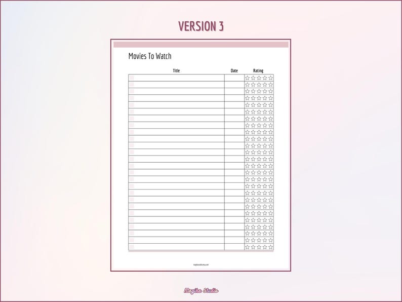 Printable Movie Watchlist, Movie Checklist, Movie Planner, Movie ...