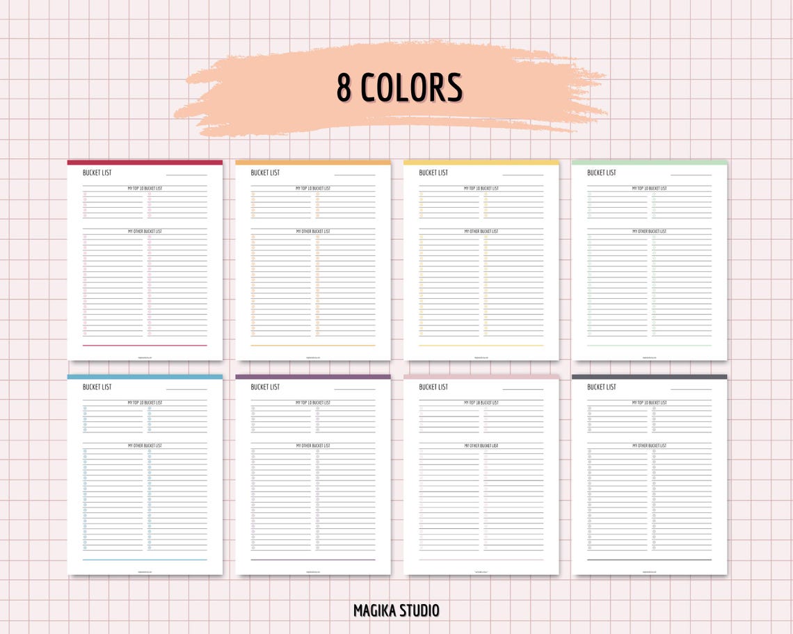 Printable Bucket List Sheets, Goal & Adventure Planner, Personal Goal ...