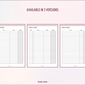 Printable Movie Watchlist, Movie Checklist, Movie Planner, Movie ...
