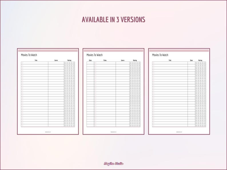Printable Movie Watchlist, Movie Checklist, Movie Planner, Movie ...