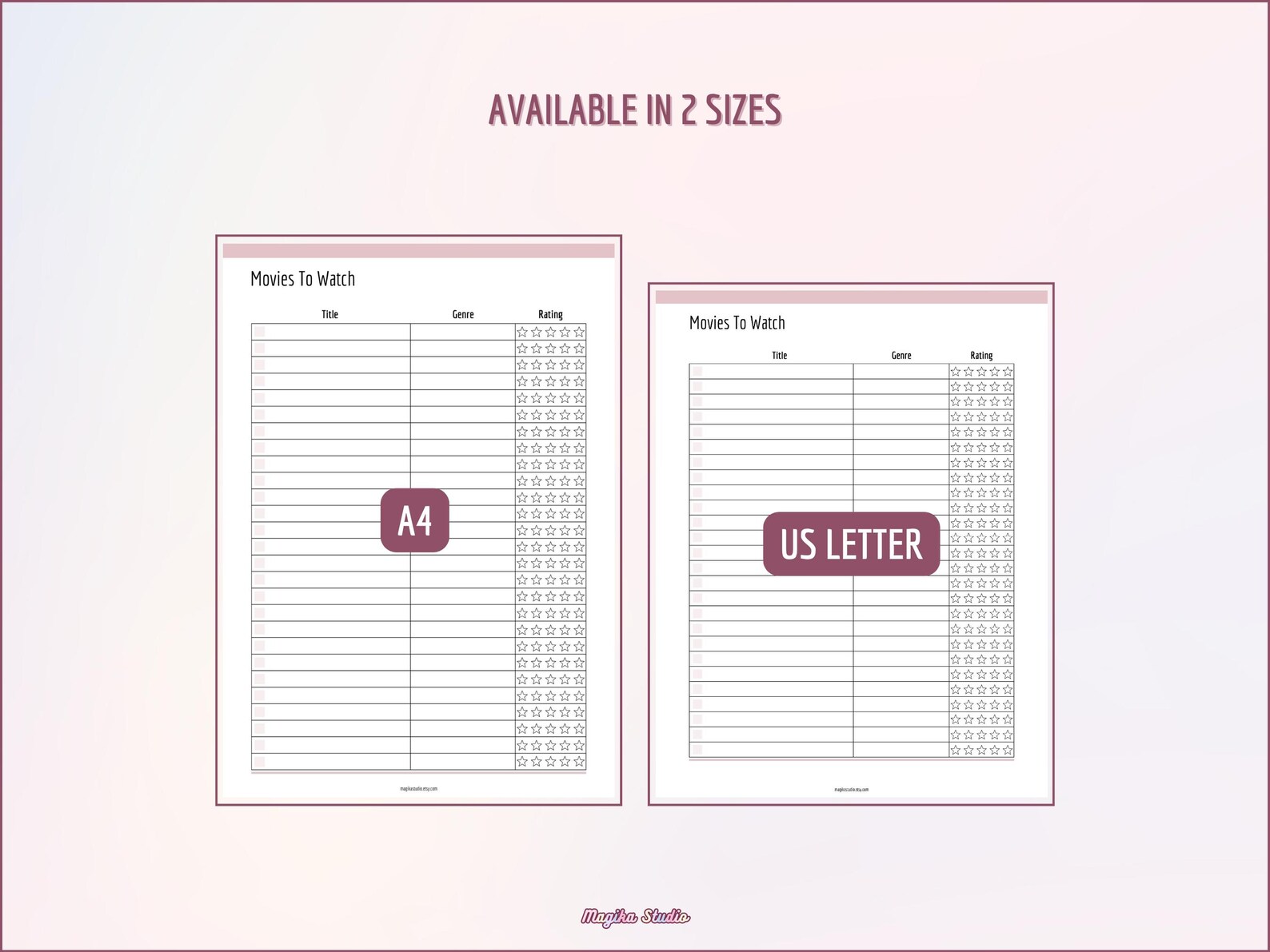 Printable Movie Watchlist, Movie Checklist, Movie Planner, Movie ...