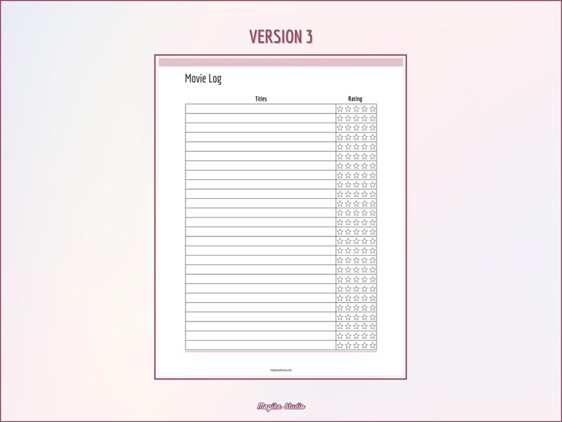 Printable Movie Log, Movie Checklist, Movie Planner, Movie Organization ...