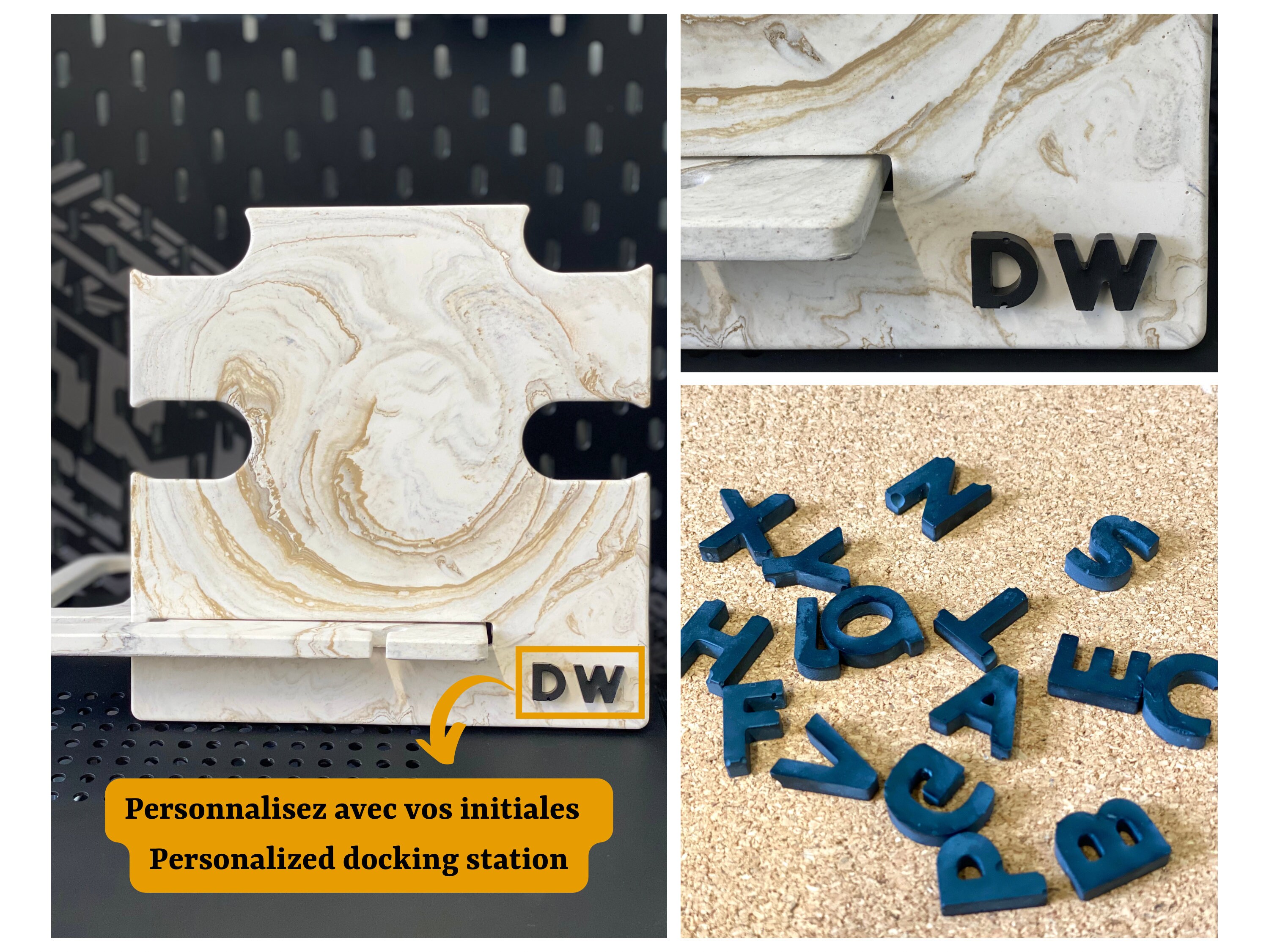 Personalized Docking Station With Initials in Eco-resin - Etsy