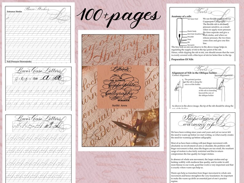 Copperplate Calligraphy Workbook : Lowercase, Uppercase, Numbers ...
