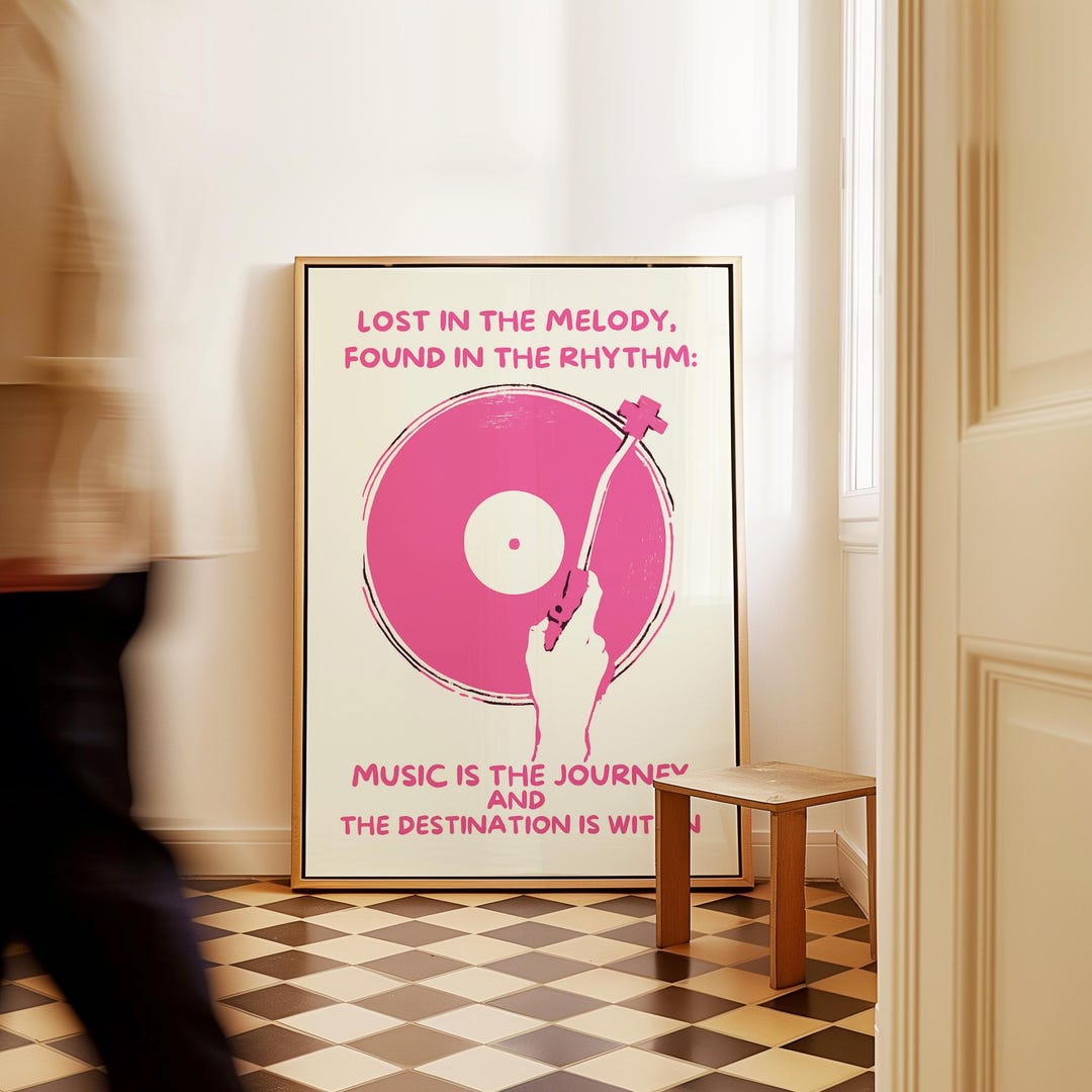 Pink Vinyl Record Poster - Music Quote Wall Art - Turntable Print ...
