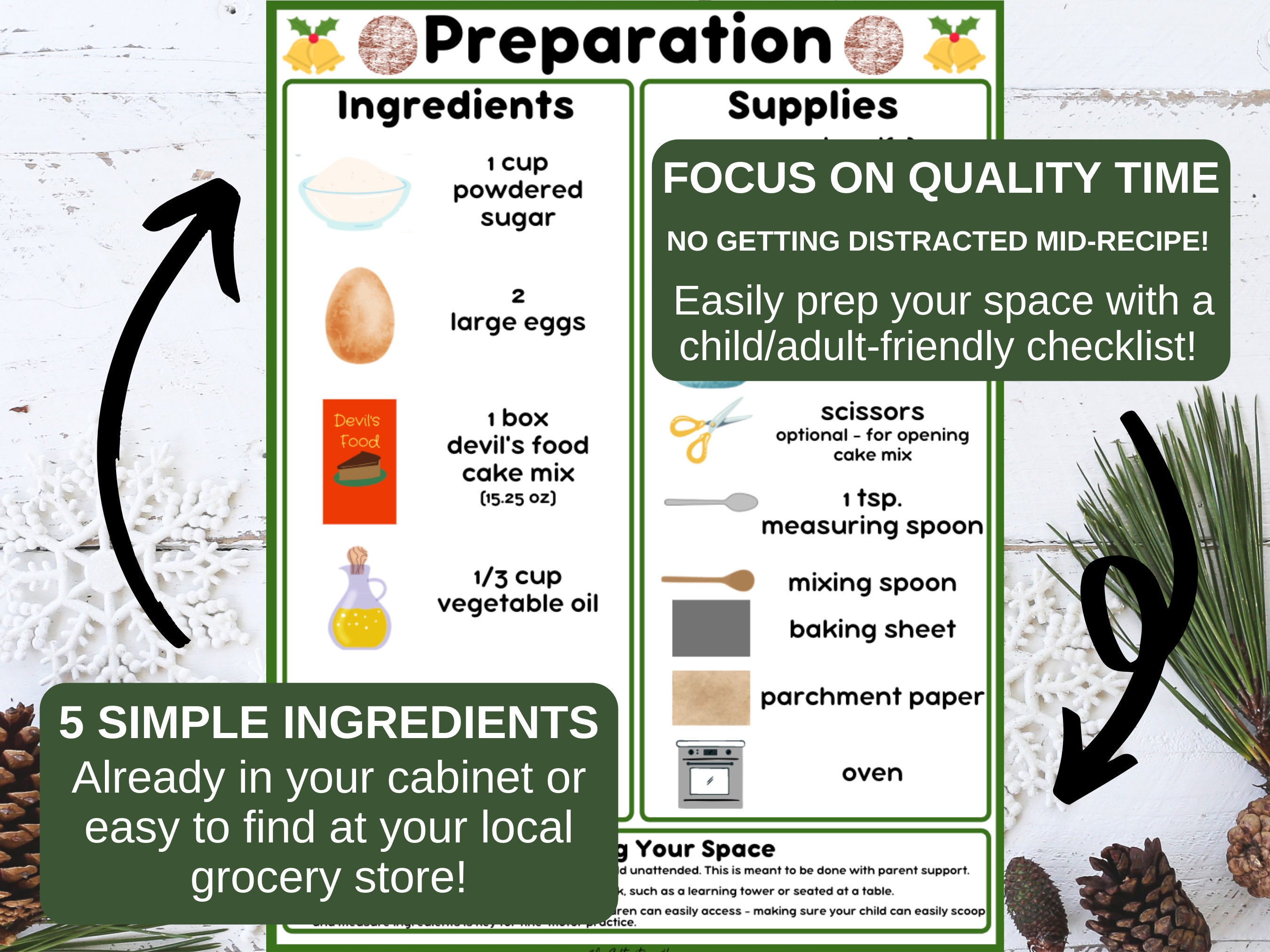 Chocolate Crinkle Cookie Visual Recipe Card for Kids (printable Digital ...