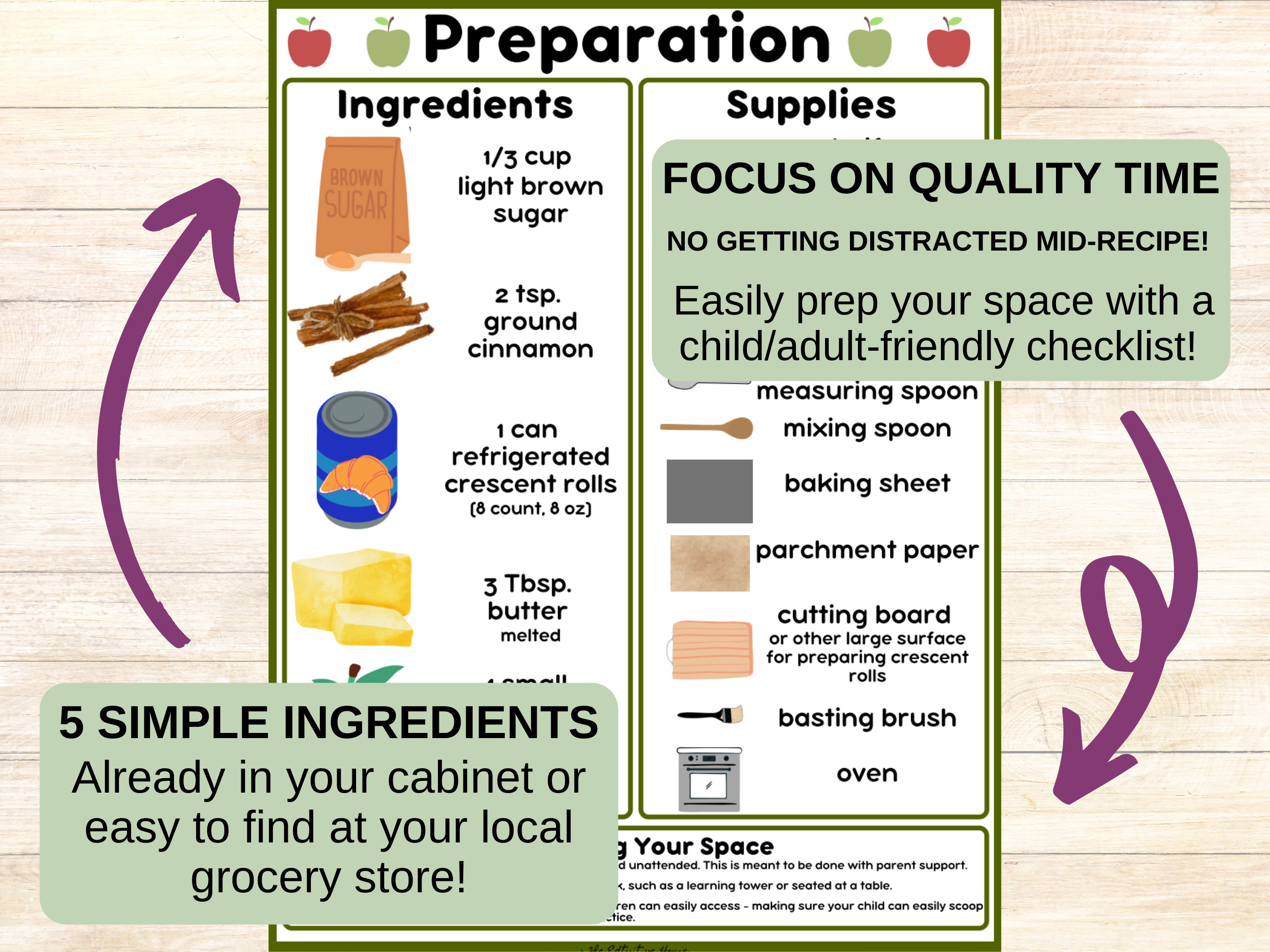 Apple Recipe Card for Kids From Childrens Cookbook, Toddler Christmas ...