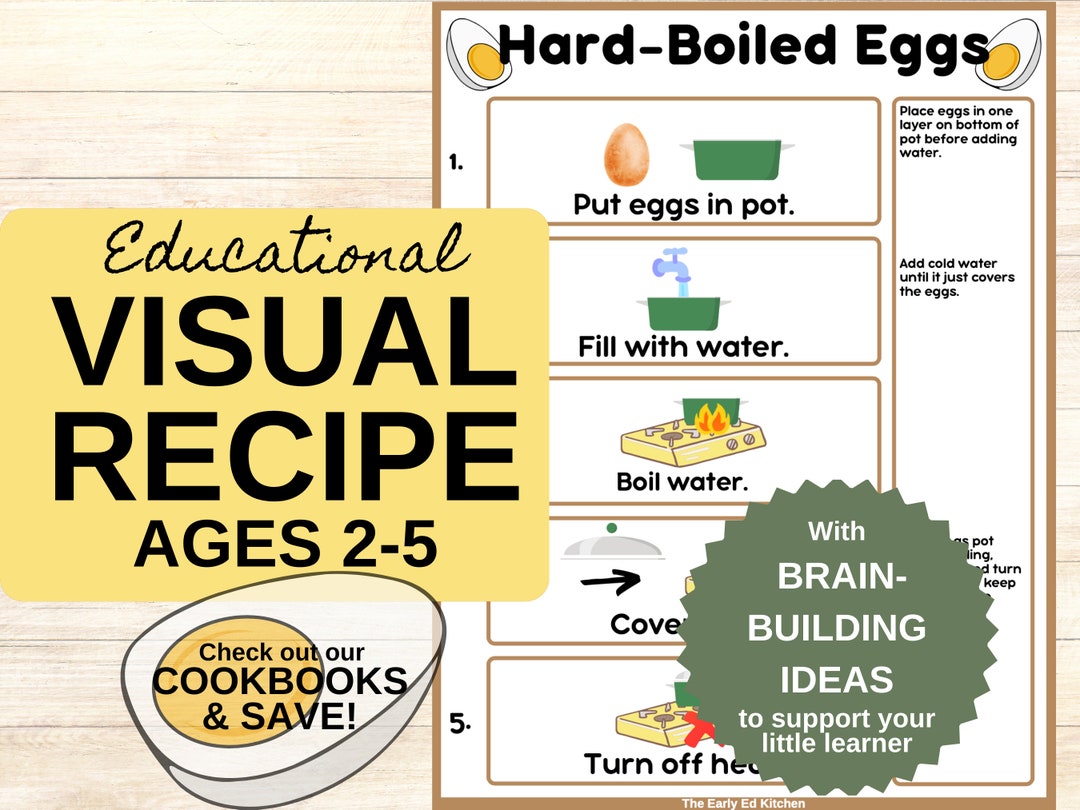 Hard Boiled Egg Toddler Recipe Cards From Kids Cookbook, Birthday Gift ...