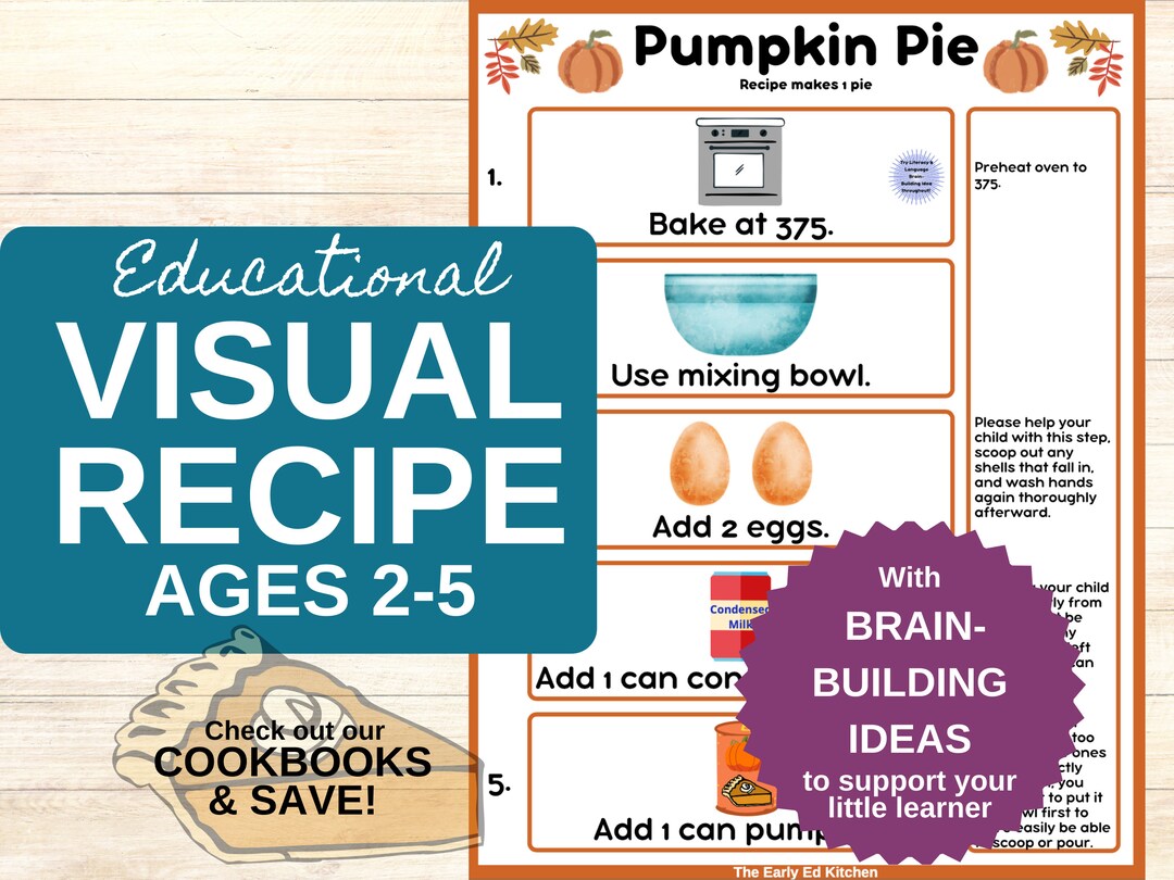 Pumpkin Pie Visual Recipe Card for Kids (printable Digital Download ...