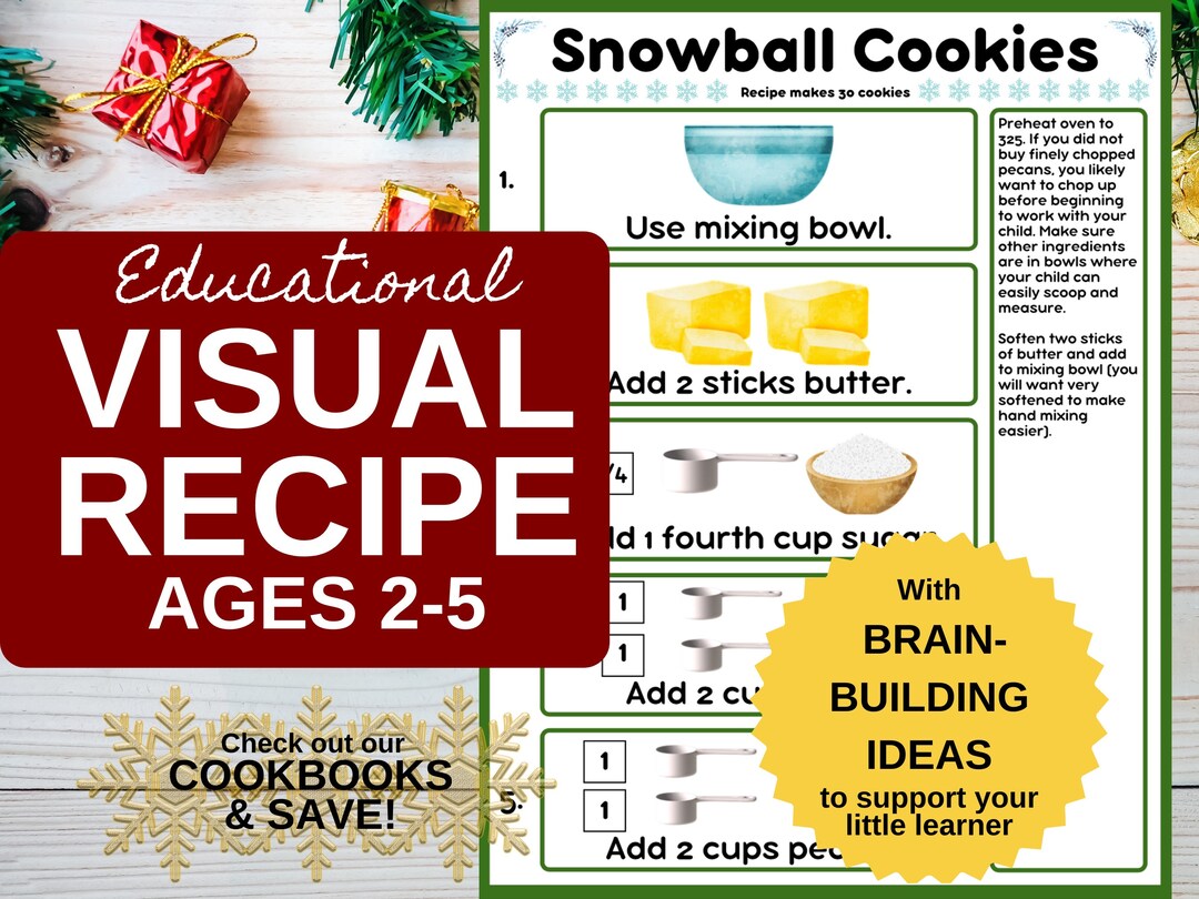 Snowball Cookie Visual Recipe Card for Kids (printable Digital Download ...