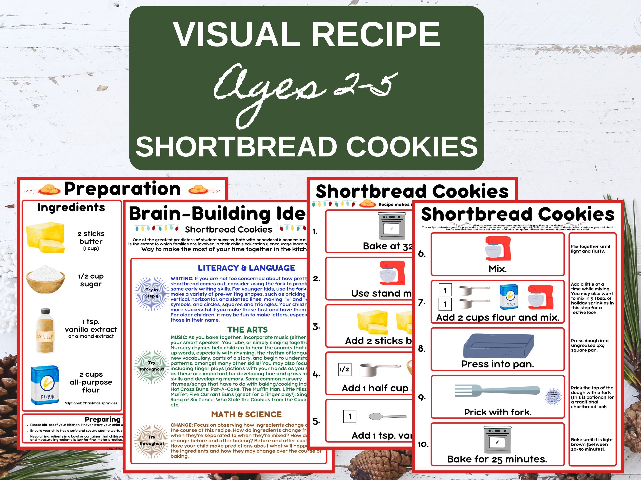 Shortbread Holiday Visual Recipe From Cookbook for Kids, Last Minute ...