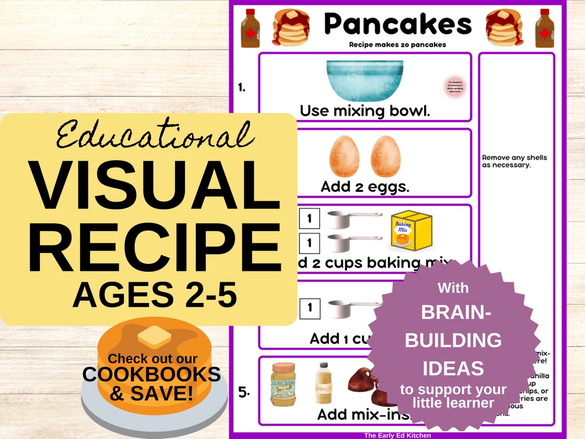 Pancake Visual Recipe Card for Kids (printable Digital Download) - Etsy