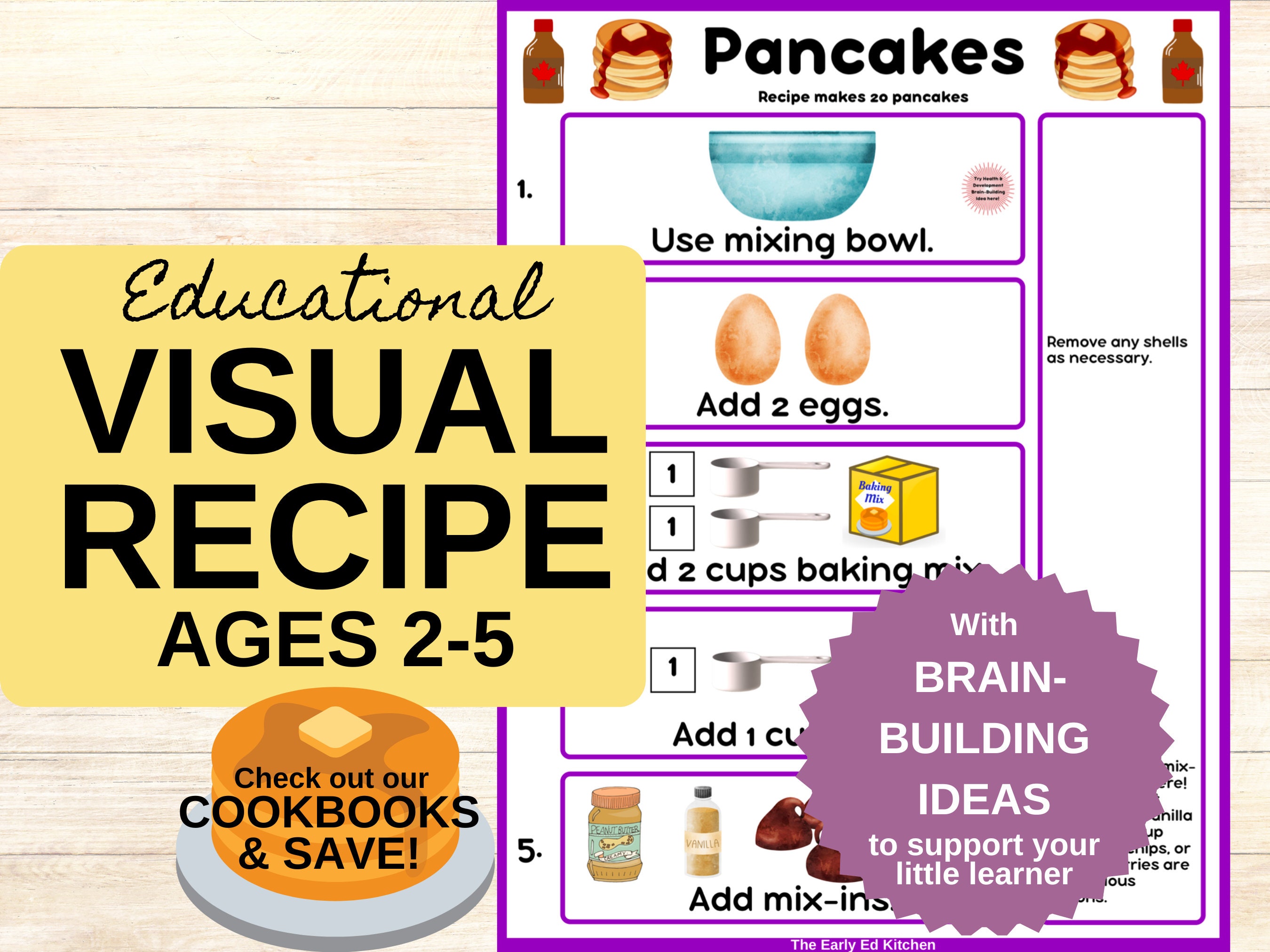 Pancakes Recipe Card for Kids From Childrens Cookbook, Toddler ...