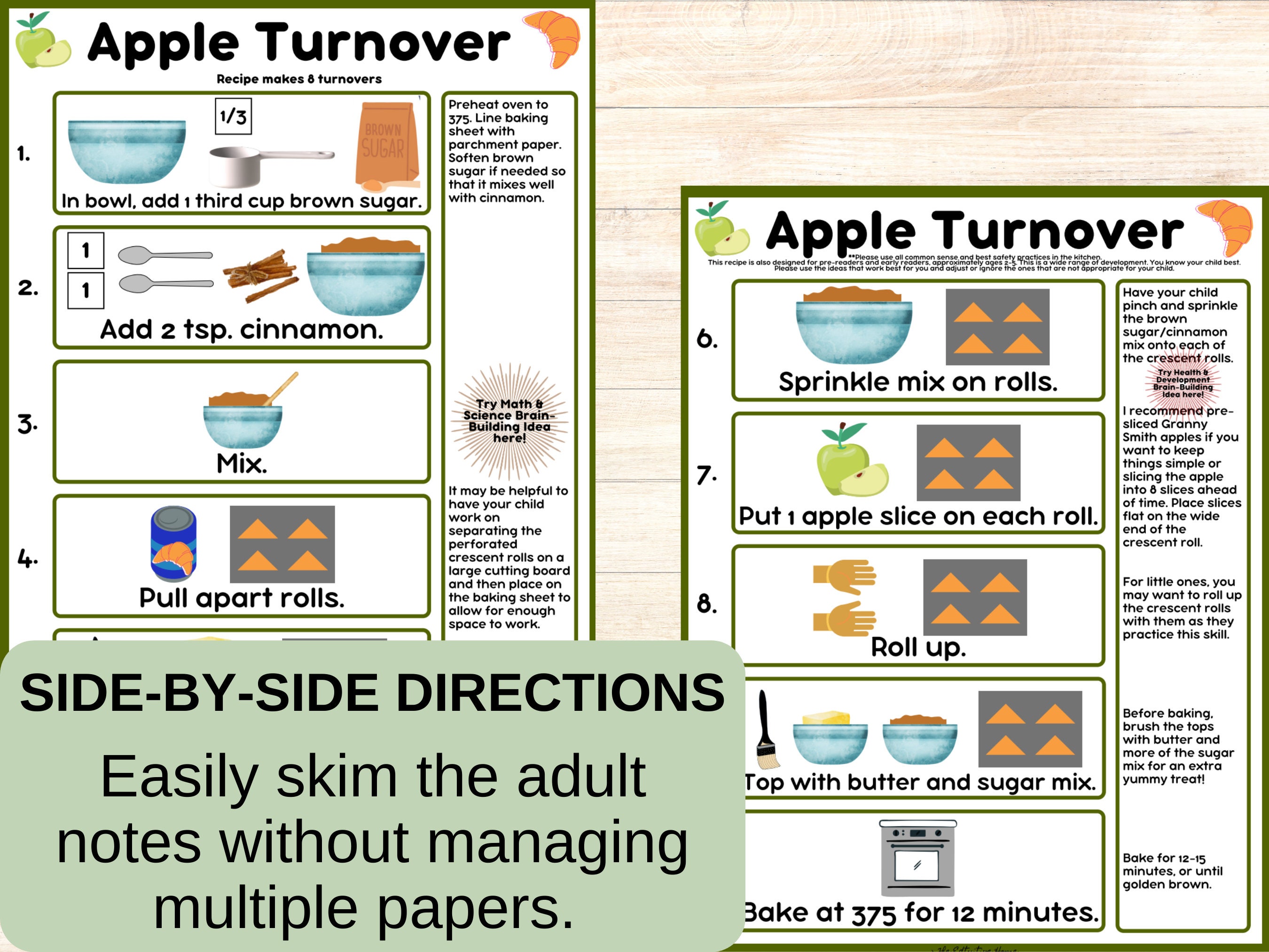 Apple Recipe Card for Kids From Childrens Cookbook, Toddler Christmas ...