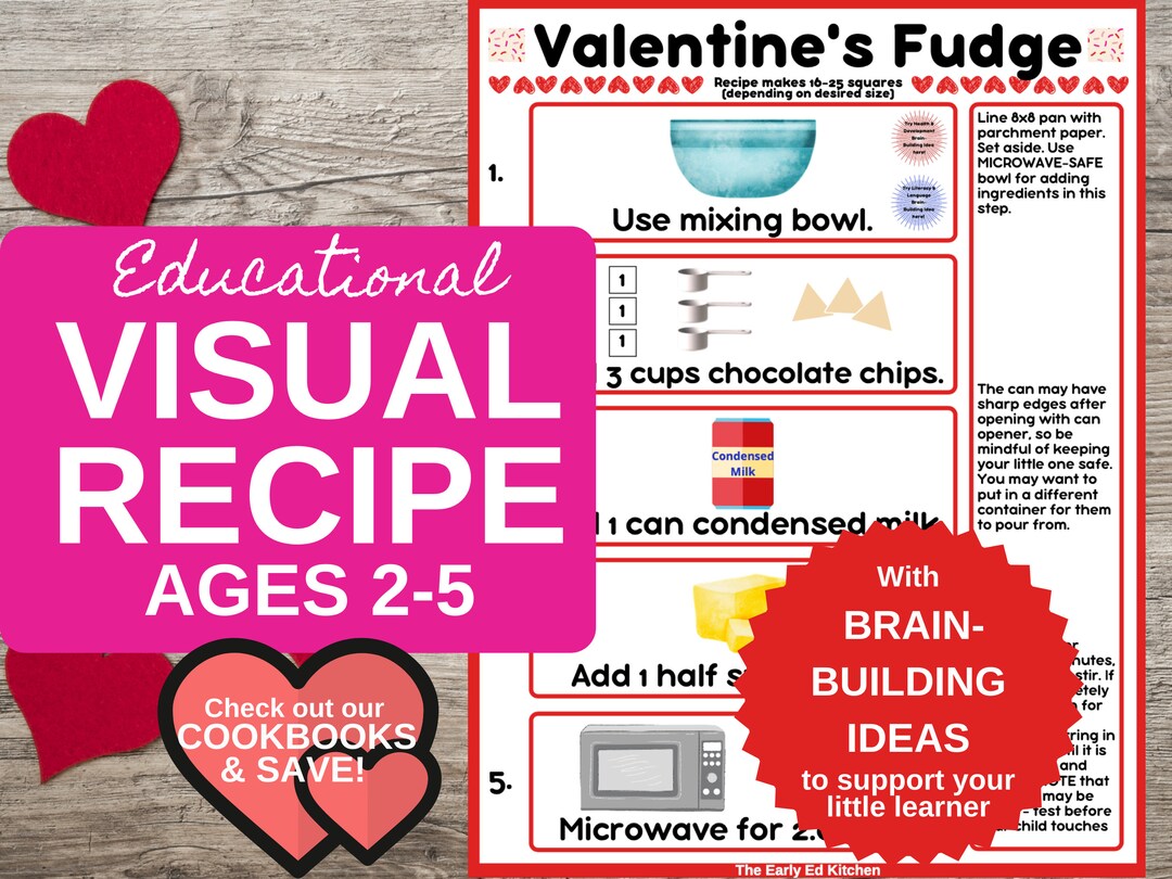 Valentine's Peppermint Fudge Visual Recipe Card for Kids (printable ...