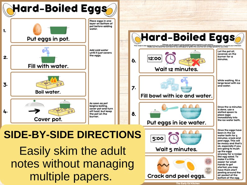 Hard Boiled Egg Toddler Recipe Cards From Kids Cookbook - Etsy