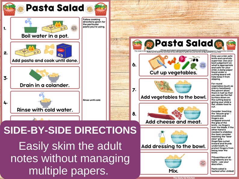 Pasta Salad Visual Recipe Card for Kids (printable Digital Download ...