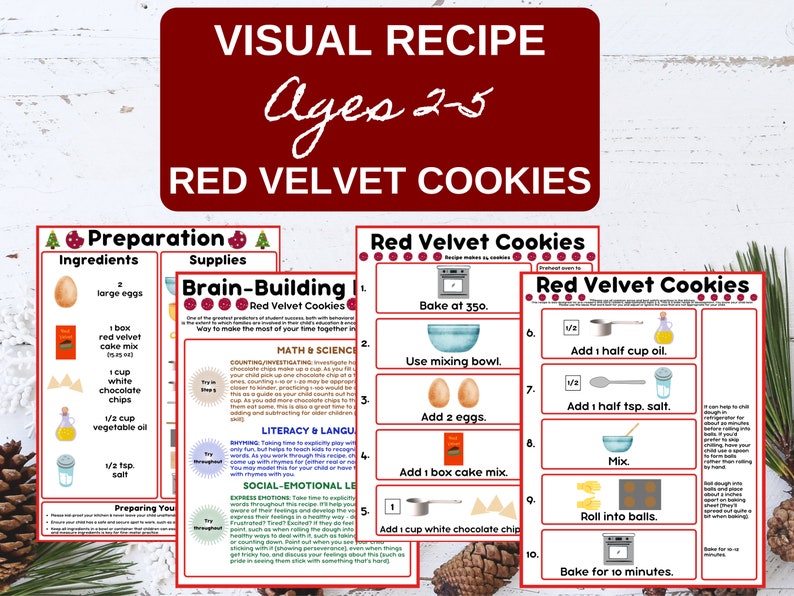 Red Velvet Cookie Kids Recipe Card From Childrens Cookbook, Last Minute ...