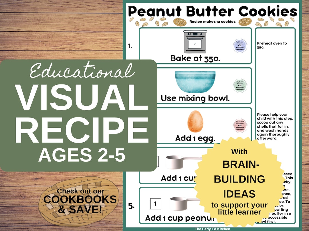 Peanut Butter Cookie Visual Recipe Card for Kids (printable Digital ...