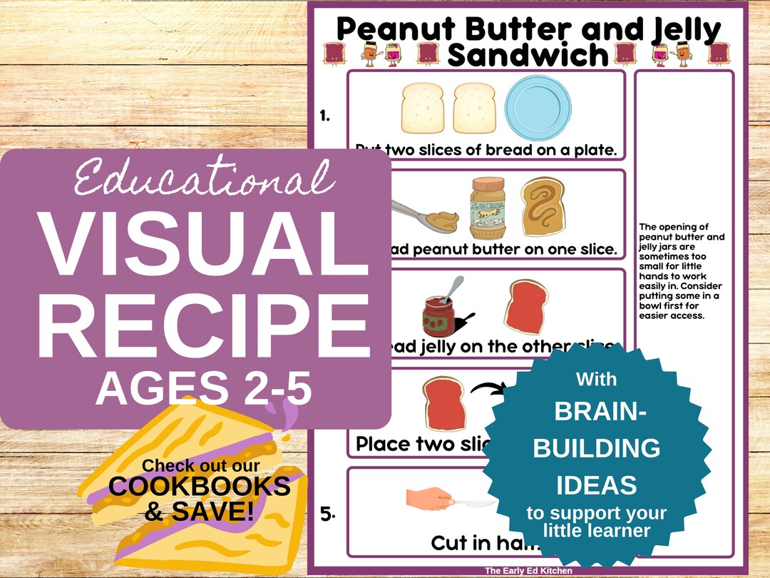 Peanut Butter and Jelly Sandwich Visual Recipe From Cookbook for Kids ...