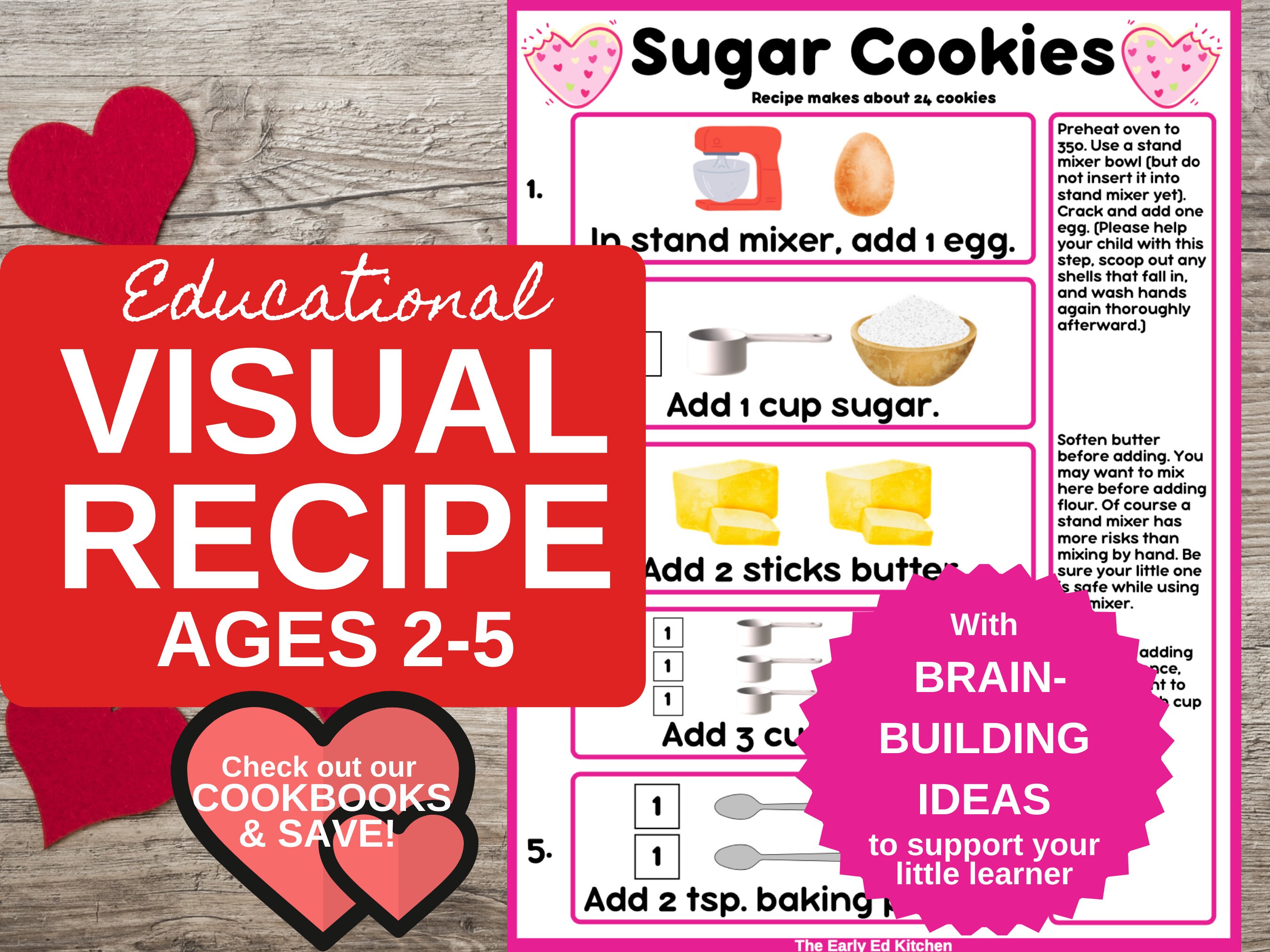 Sugar Cookie Recipe Card for Kids From Childrens Cookbook, Toddler ...