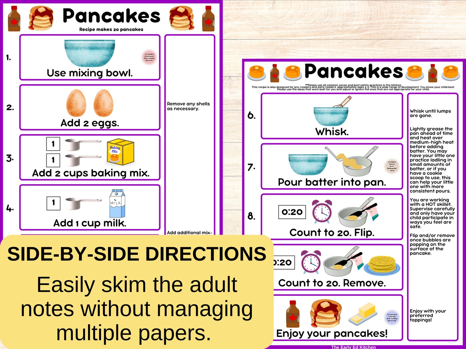 Pancake Visual Recipe Card for Kids (printable Digital Download) - Etsy