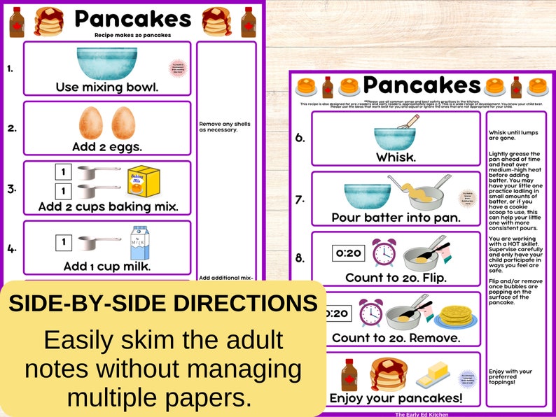Pancake Visual Recipe Card for Kids (printable Digital Download) - Etsy