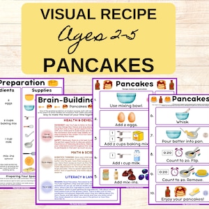 Pancake Visual Recipe Card for Kids (printable Digital Download) - Etsy