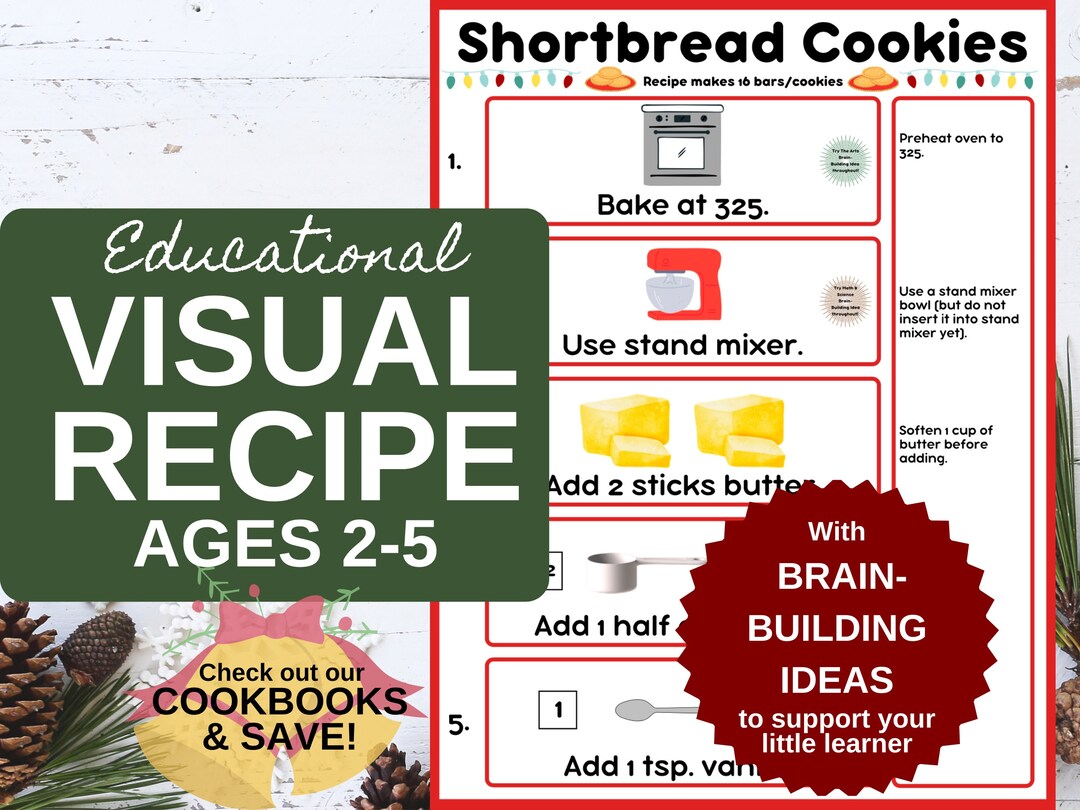 Shortbread Holiday Visual Recipe From Cookbook for Kids, Last Minute ...