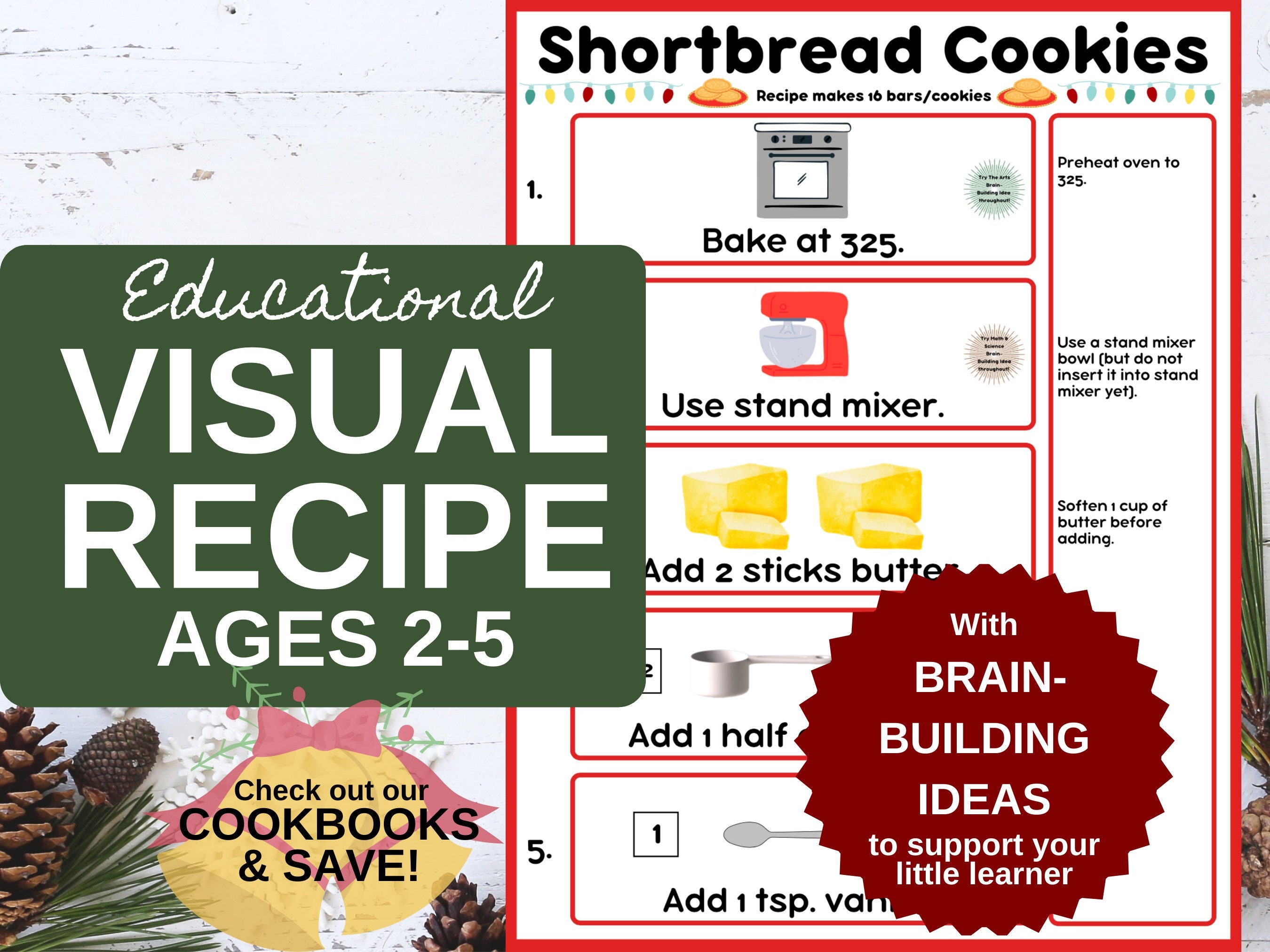 Shortbread Holiday Visual Recipe From Cookbook for Kids, Last Minute ...