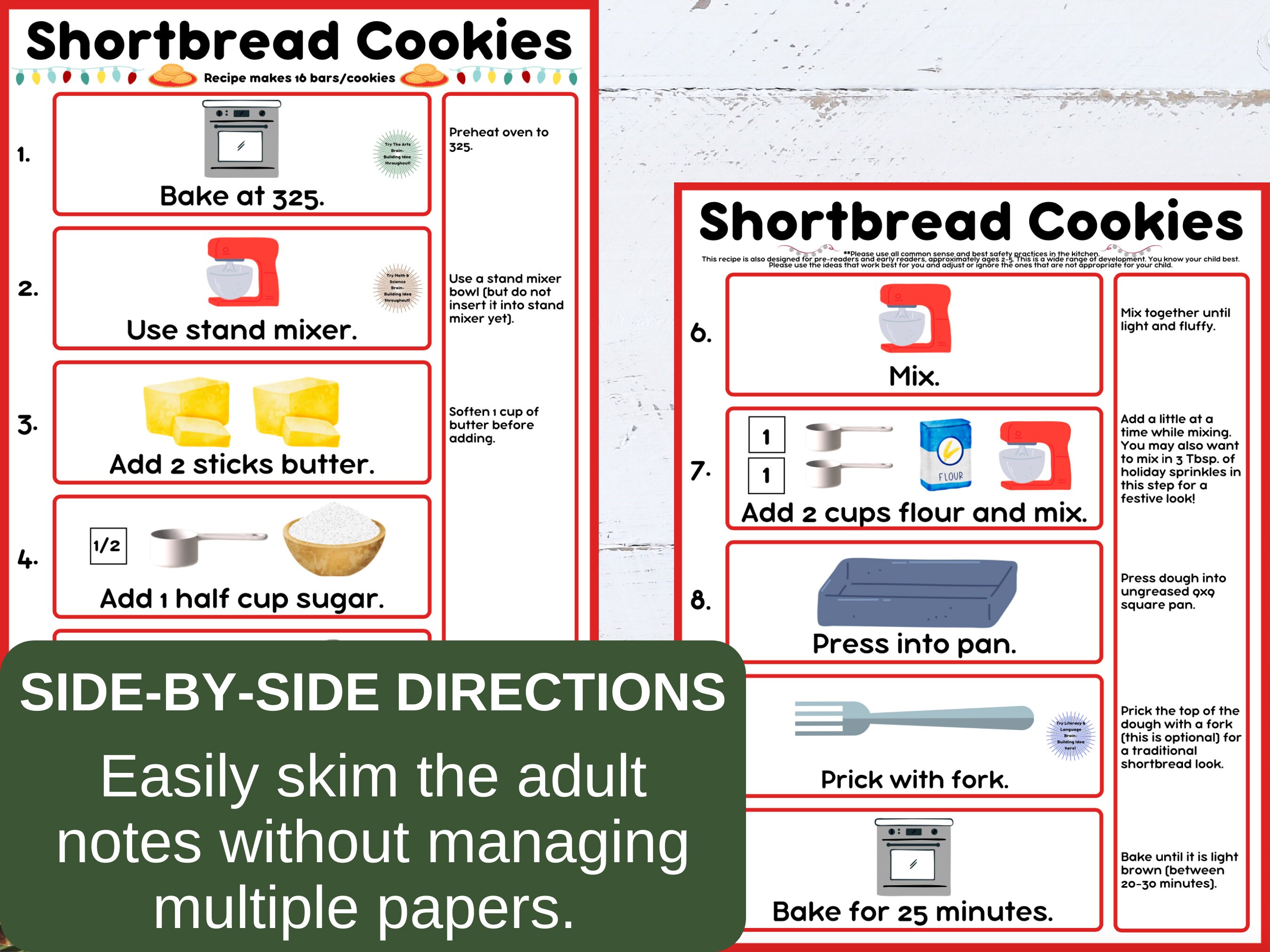 Shortbread Holiday Visual Recipe From Cookbook for Kids, Last Minute ...