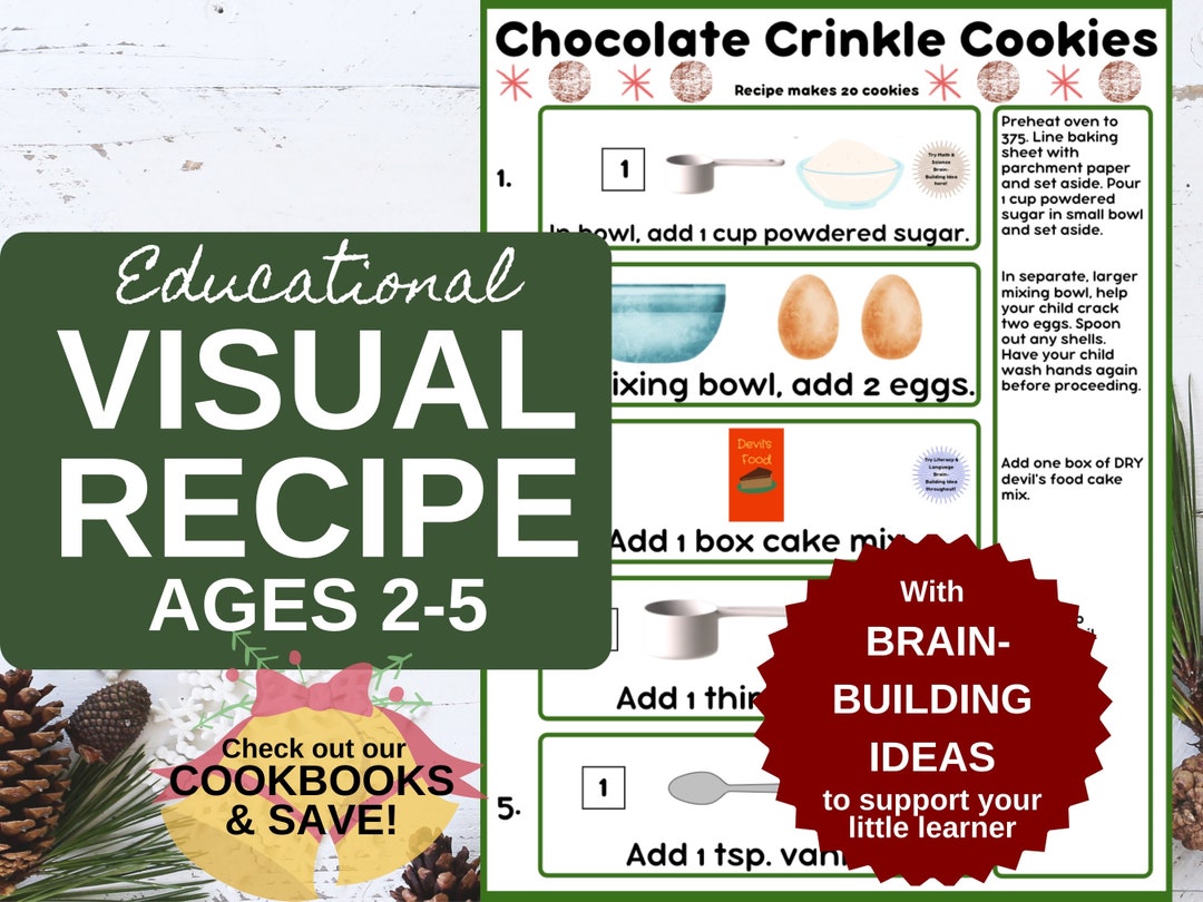 Chocolate Crinkle Cookie Visual Recipe Card for Kids (printable Digital ...