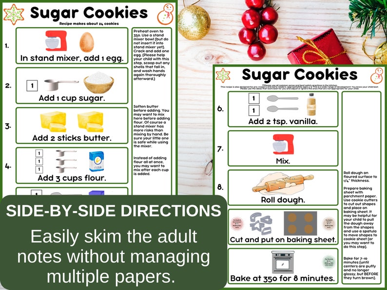 Sugar Cookie Visual Recipe Card for Kids (printable Digital Download ...