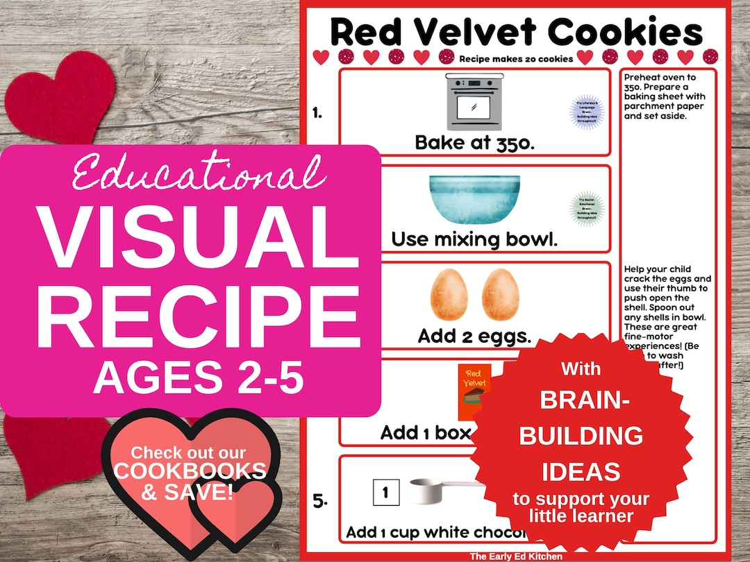 Red Velvet Cookie Visual Recipe Card for Kids (printable Digital ...