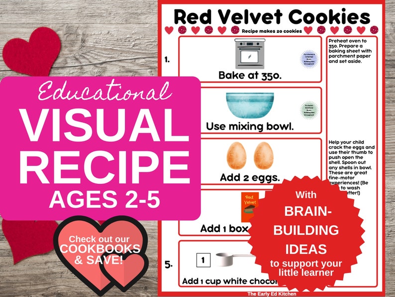 Red Velvet Cookie Visual Recipe Card for Kids (printable Digital ...