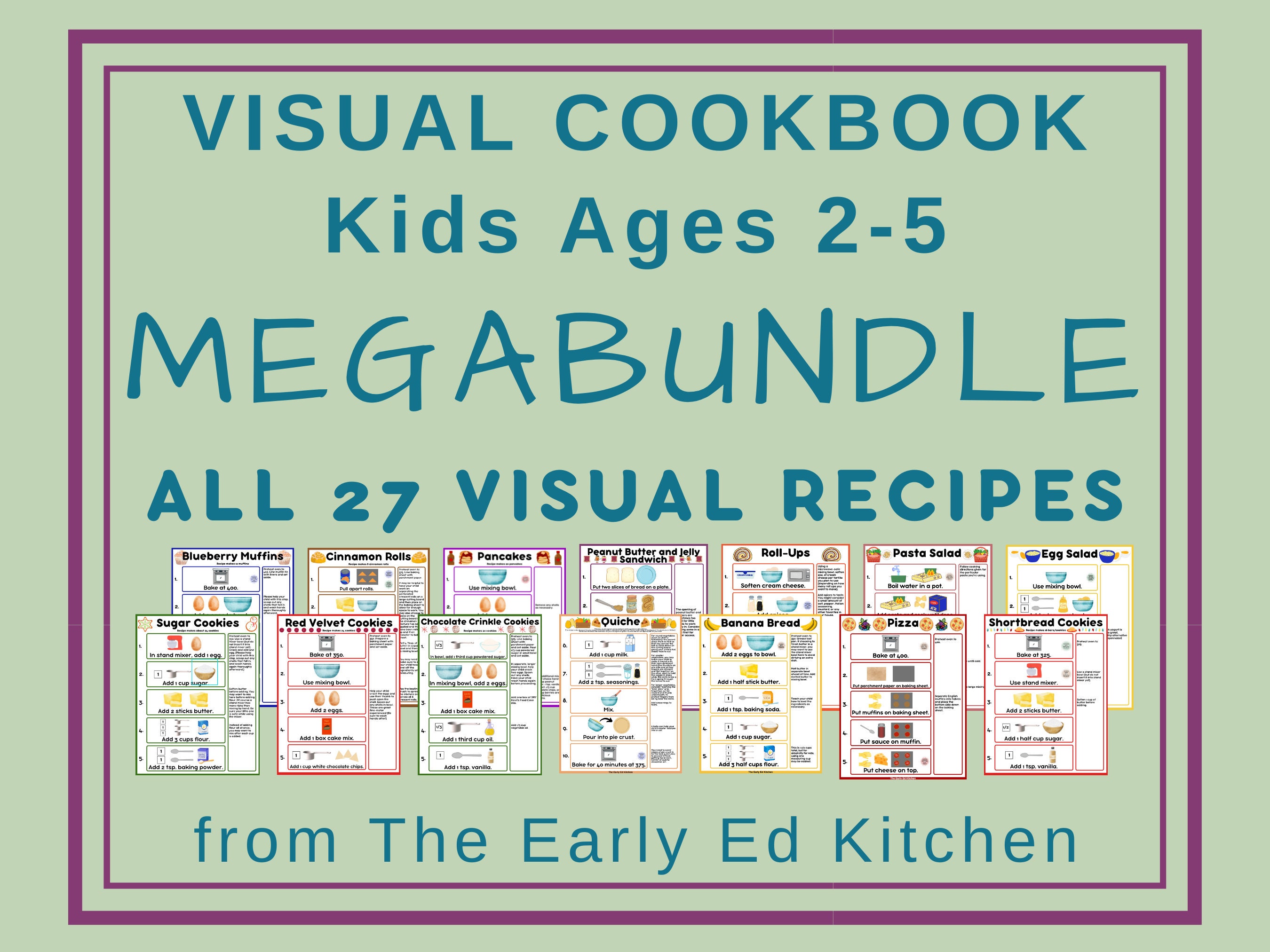 Megabundle Kids Recipe Book Preschool Cookbook Printable - Etsy