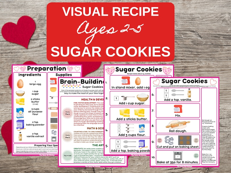 Sugar Cookie Recipe Card for Kids From Childrens Cookbook, Toddler ...