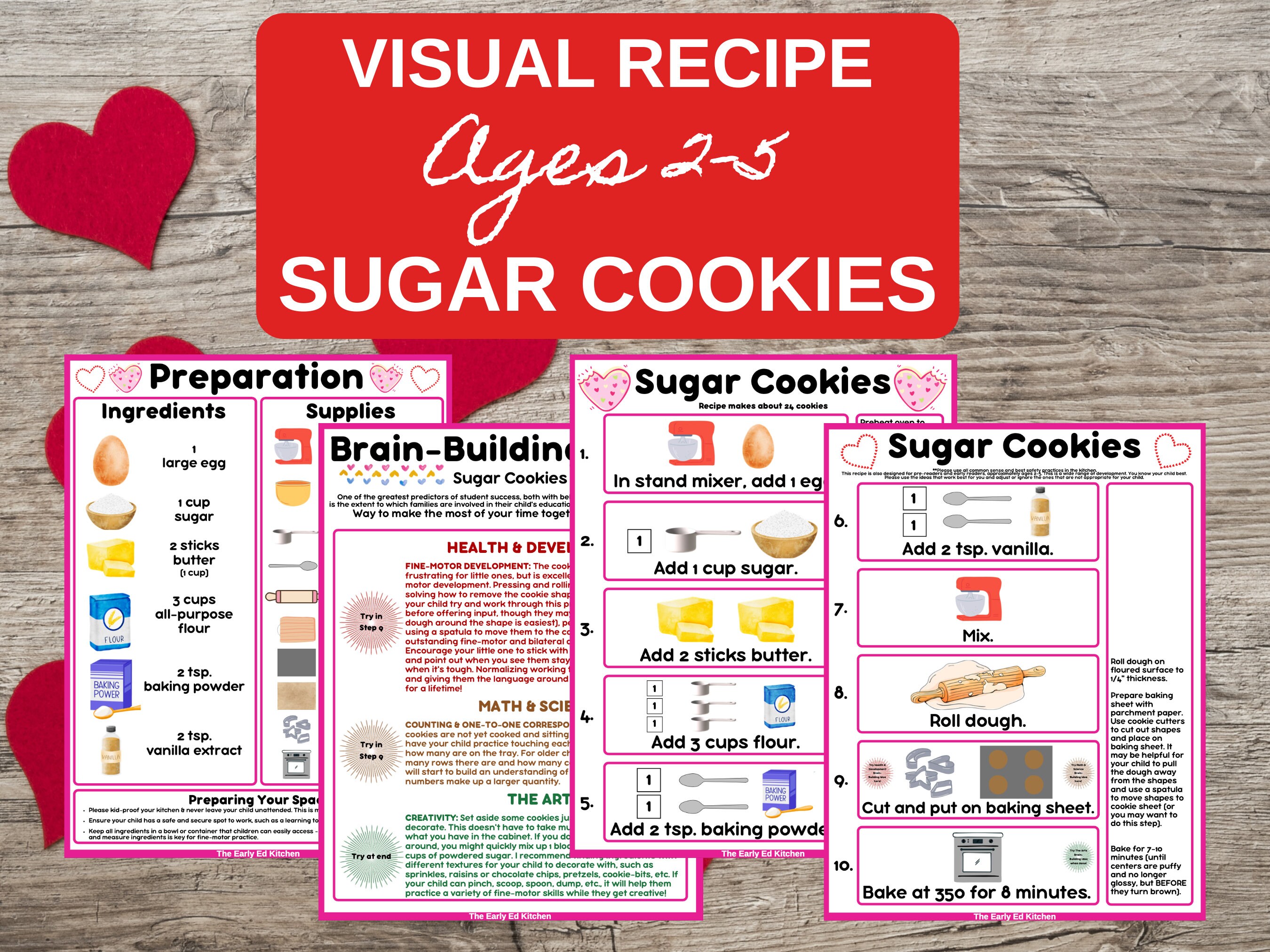 Sugar Cookie Recipe Card for Kids From Childrens Cookbook, Toddler ...