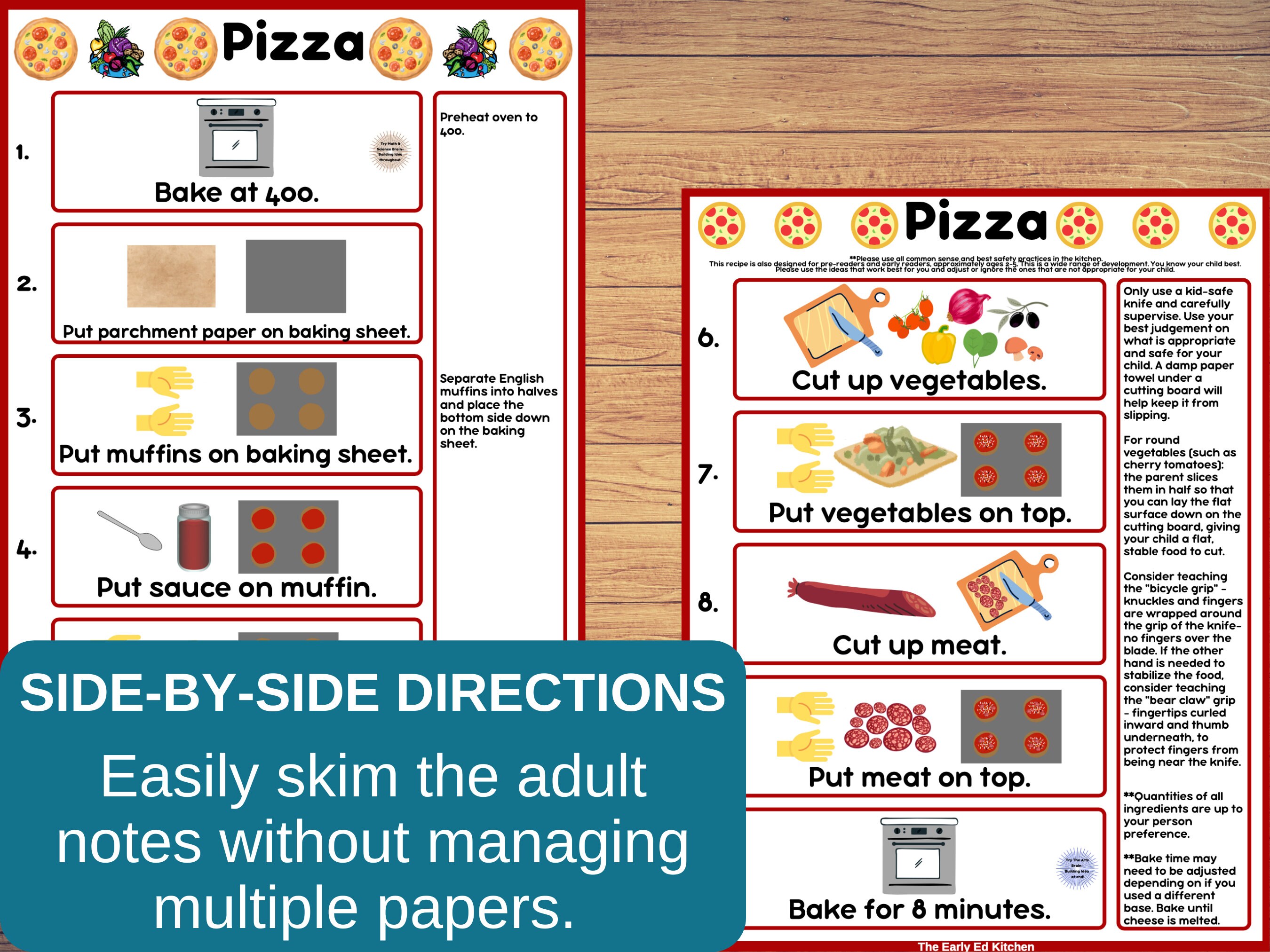 Pizza Visual Recipe From Cookbook for Kids, Christmas Gift for 3 Year ...