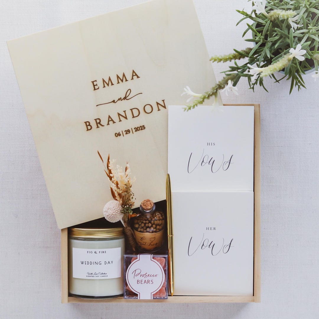Personalized Wedding Gift Box – Custom Engraved Gift for Couple, Boho ...