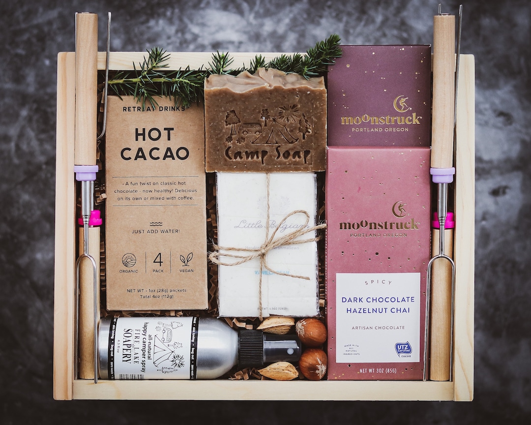 Personalized Campfire Gift Box With S'mores, Camping Gift for Couples ...
