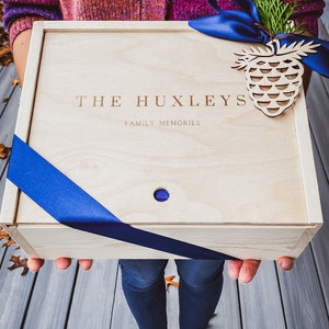 Pine Wood Box With Custom Engraved Message, Wooden Memory Box, Custom ...