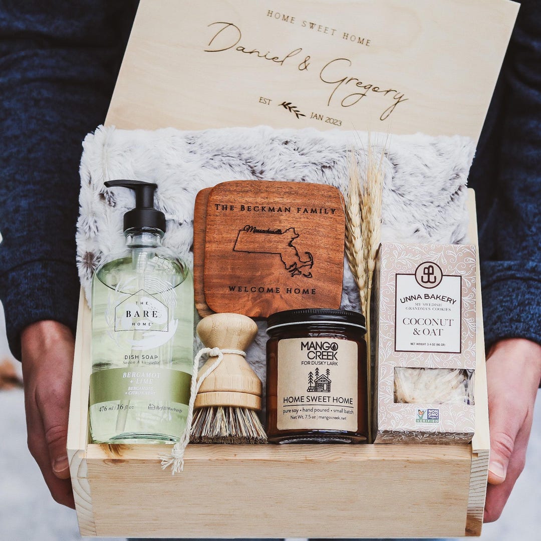 Housewarming Gift Box With Blanket, Welcome to New Home Gift, Home ...