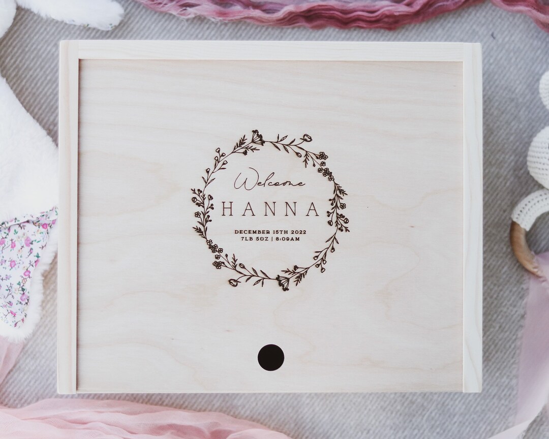 Engraved Baby Box With Name, Baby Girl Keepsake Box, Baby Treasure Box ...