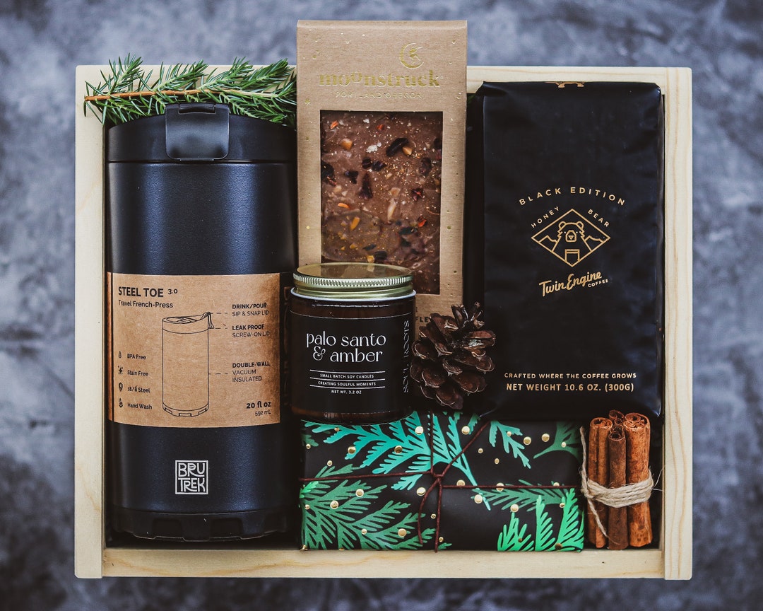 Personalized Coffee Gift Set, Christmas Gift Box With Coffee Press ...