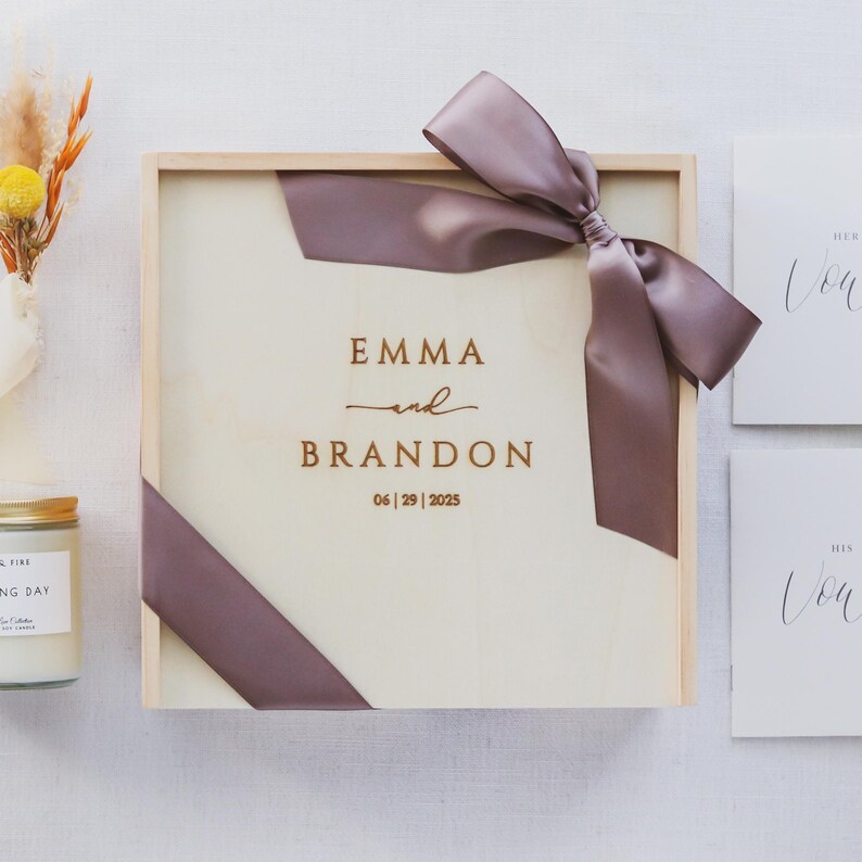 Personalized Wedding Gift Box – Custom Engraved Gift for Couple, Boho ...