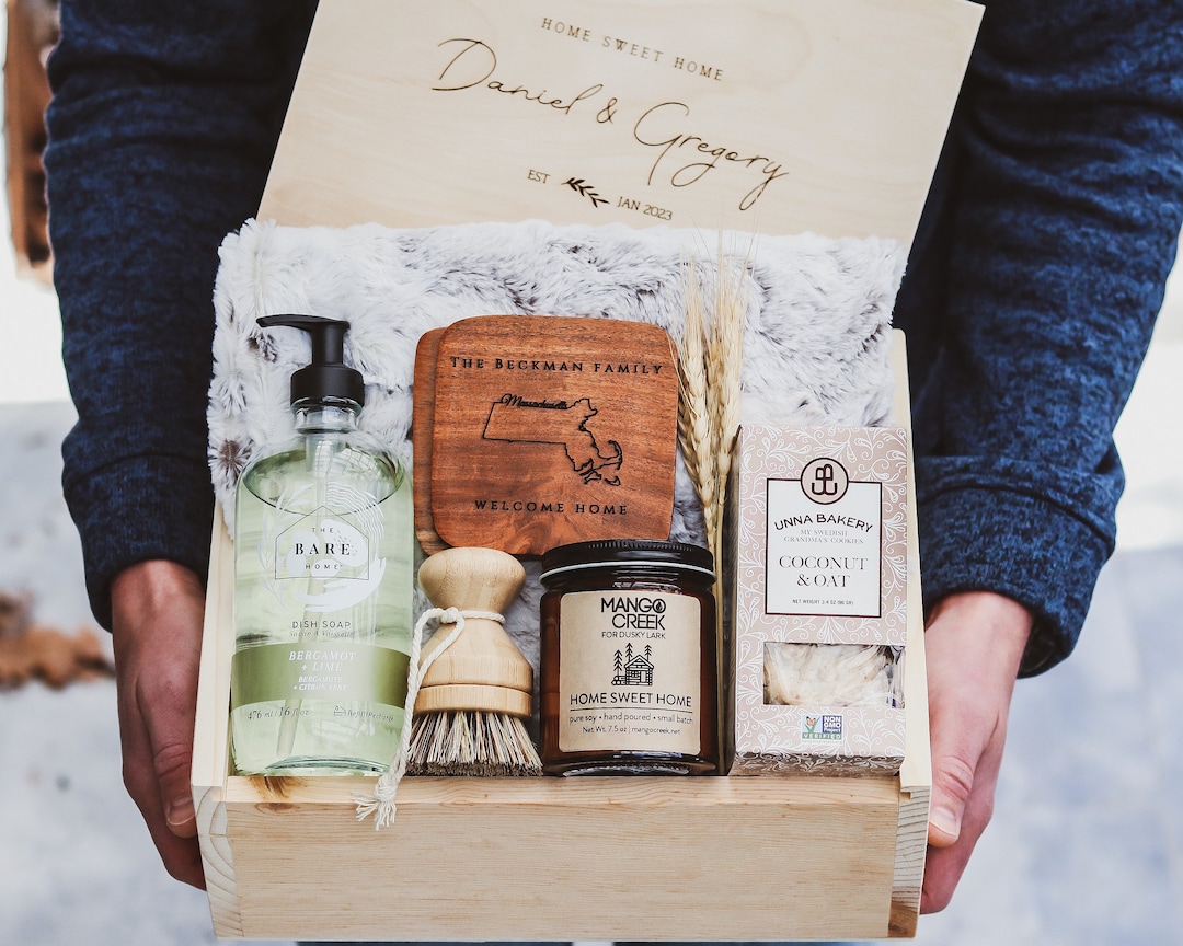 Housewarming Gift Box With Blanket, Welcome to New Home Gift, Home ...