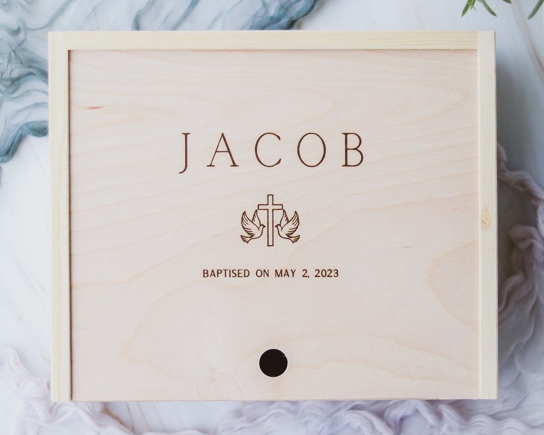 Personalized Baptism Memory Box, Custom Engraved Baptism Keepsake Box ...