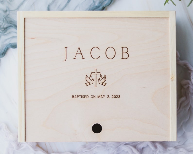 Personalized Baptism Memory Box, Custom Engraved Baptism Keepsake Box ...